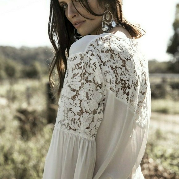 Shop Fig | Dresses | New Boho White Lace Maxi Kimono Duster Dress ...